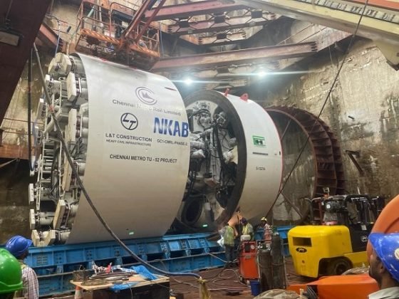L&T Lowers First Tunnel Boring Machine At Greenways Shaft Of Chennai ...
